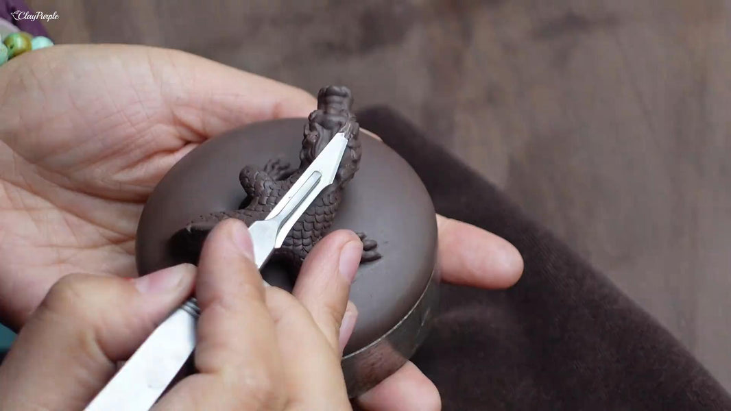 Color-Changing Dragon & Phoenix Purple Clay Teapot