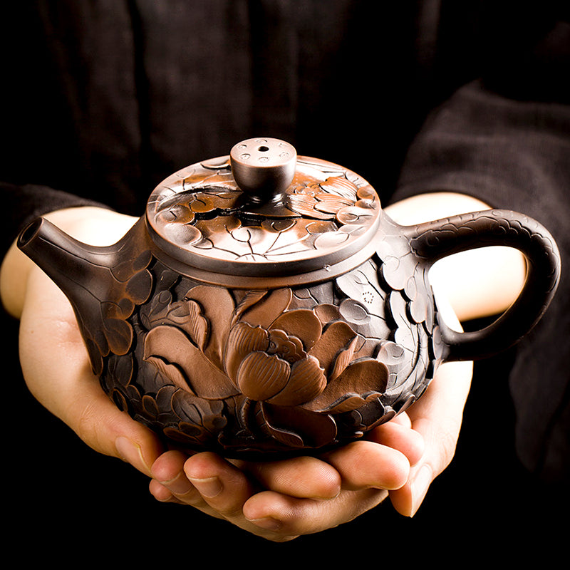 Bloom II Purple Pottery Carving Teapot – ClayPurple