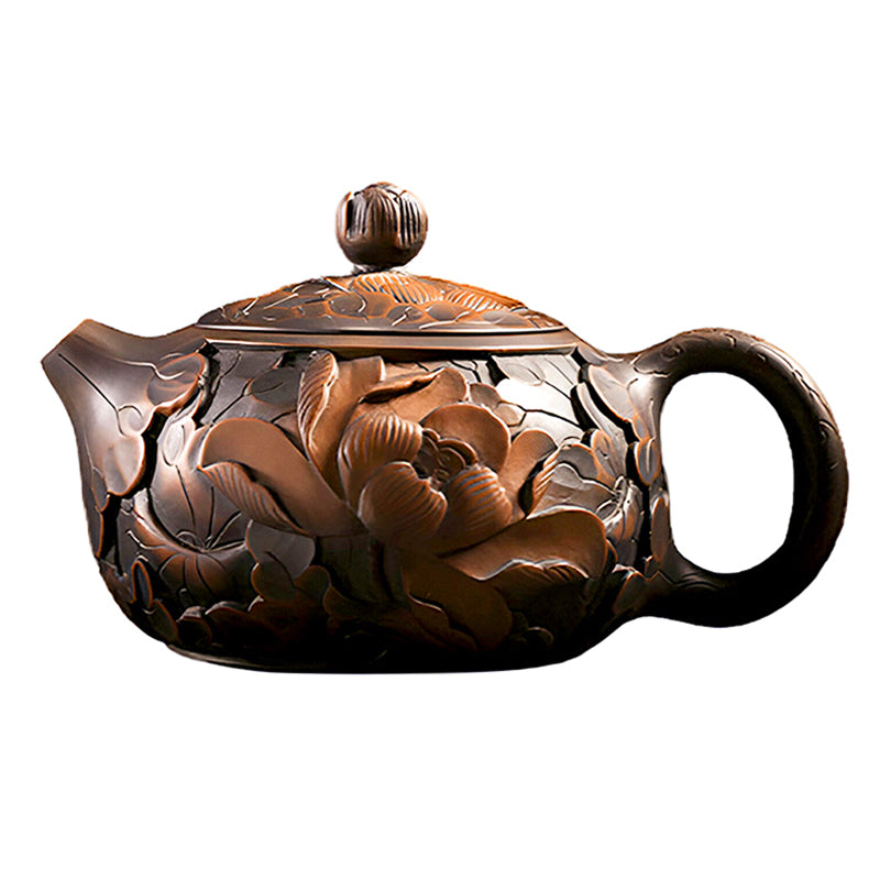 Bloom Purple Pottery Carving Teapot – ClayPurple