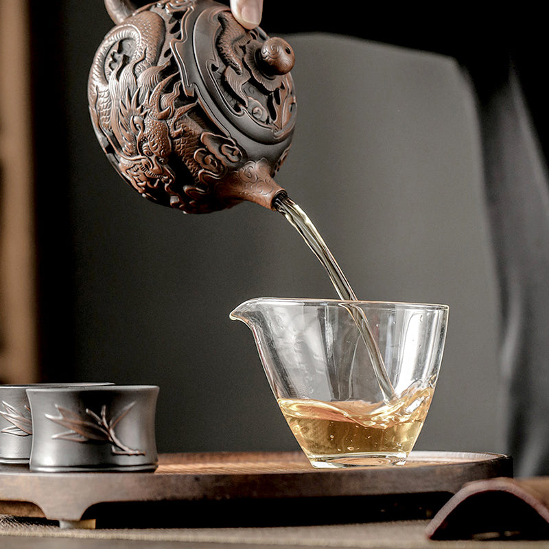 Dragon & phoenix Dancing Purple Pottery Carving Teapot – ClayPurple