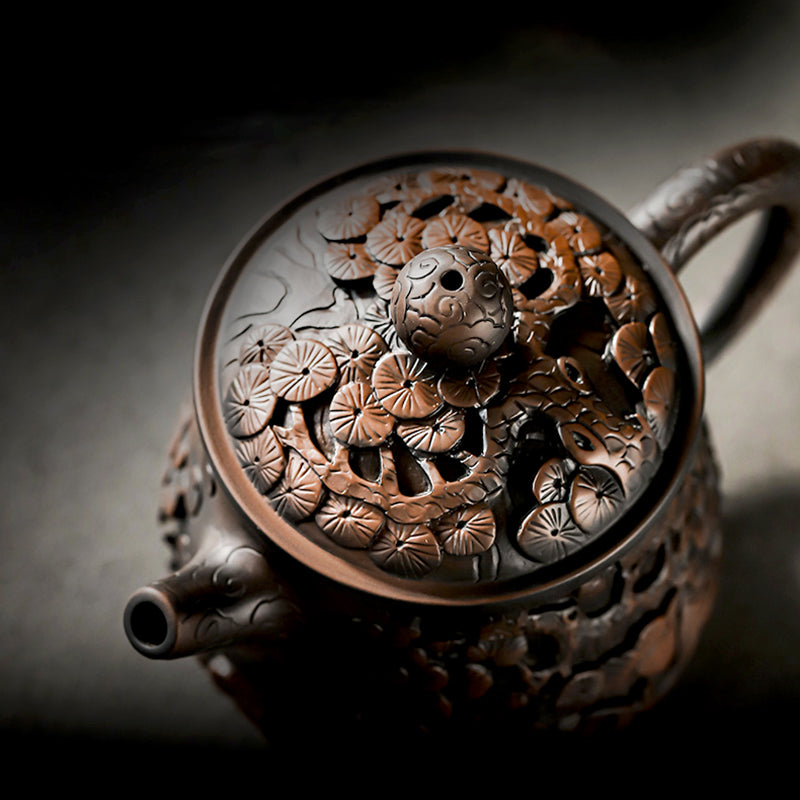Flying Crane Purple Pottery Carving Teapot – ClayPurple