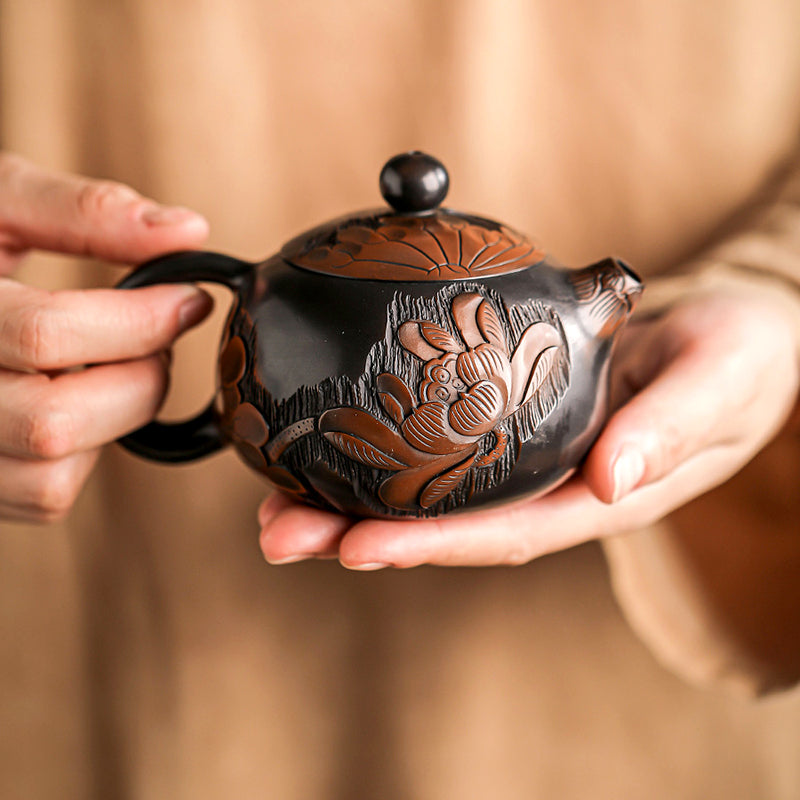 Lotus Purple Pottery Carving Teapot – ClayPurple