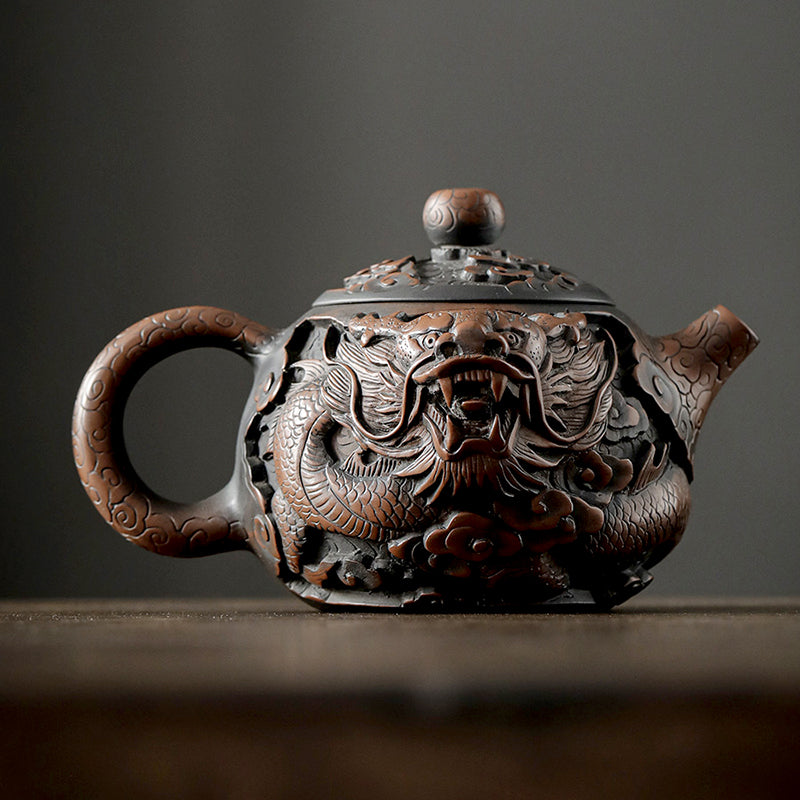 Roaring Dragon Pottery Carving Teapot – ClayPurple