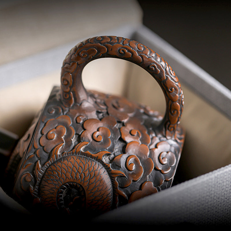 Three-Dimensional Dragon Purple Pottery Carving Teapot – ClayPurple