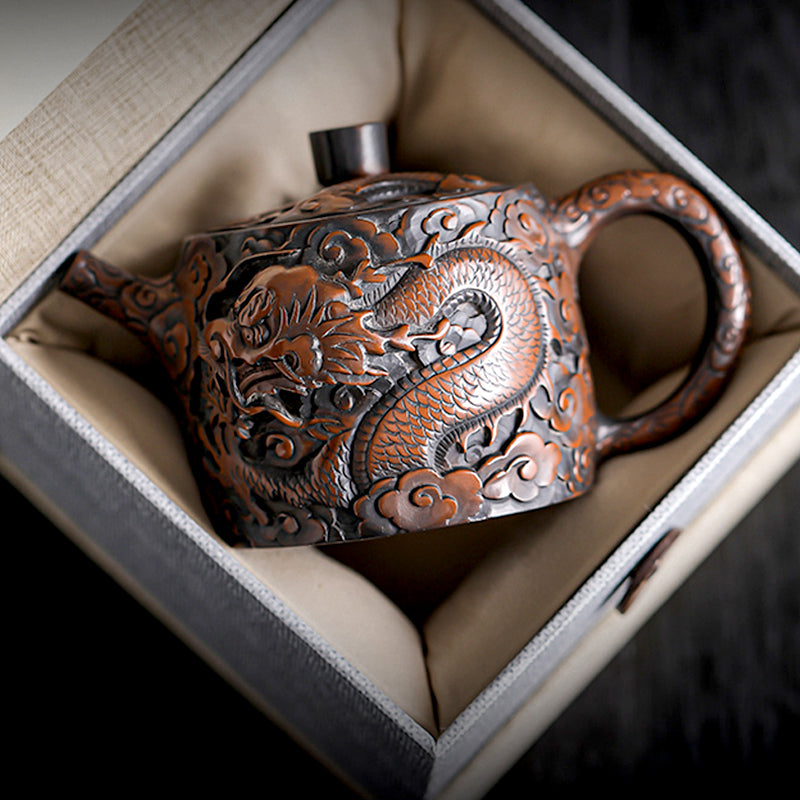 Three-Dimensional Dragon Purple Pottery Carving Teapot – ClayPurple
